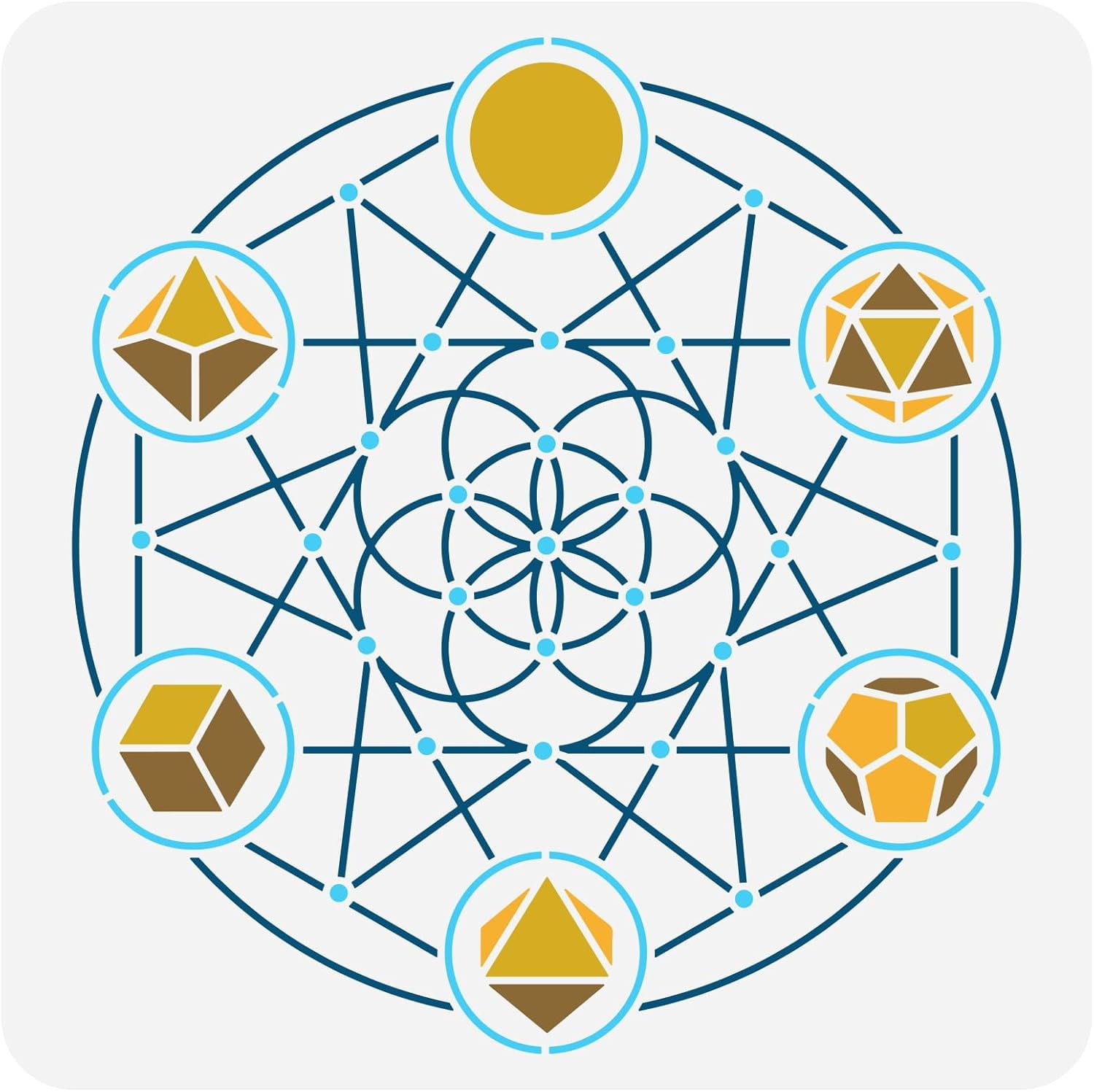 Flower of Life Stencil 11.8x11.8 inch Geometric Elements Stencil ...