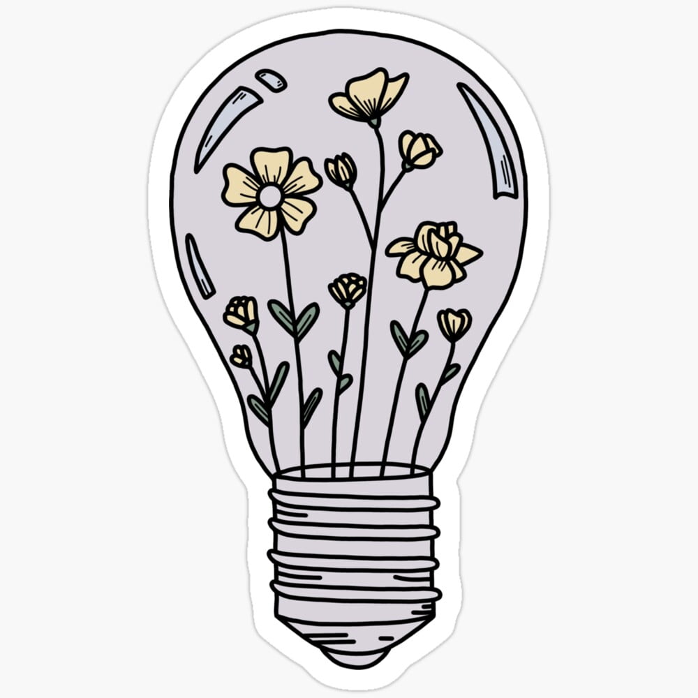 Flower Light Bulb Sticker Phone Decal Water Bottle Stickers Car Decals ...