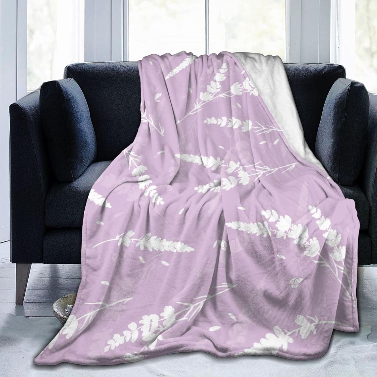 Flower Light Purple Lavender Blanket Soft Lightweight Throw Blankets ...