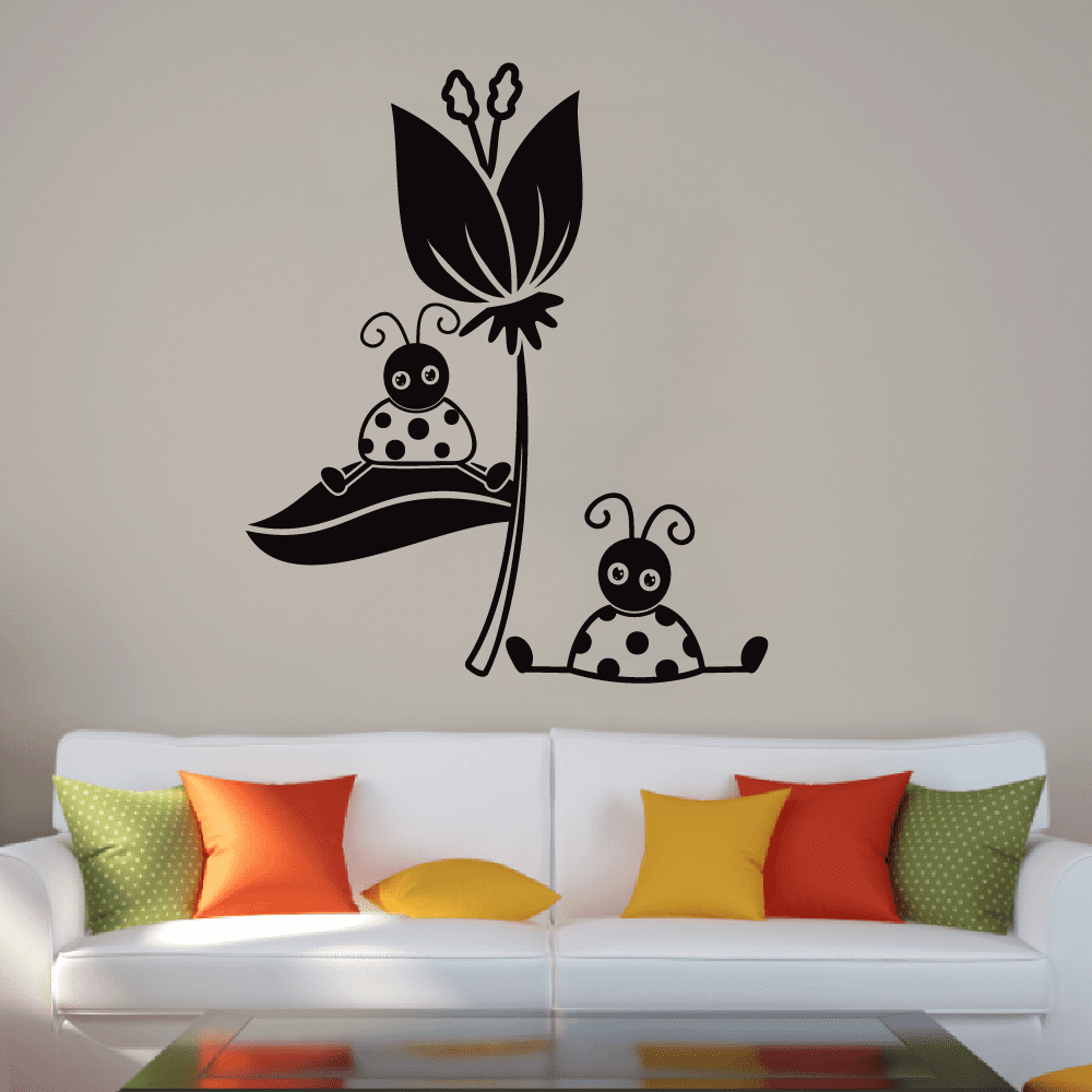 Flower Little Ladybug Ladybugs Lady Bug Bugs Cute Animal Insect Vinyl ...