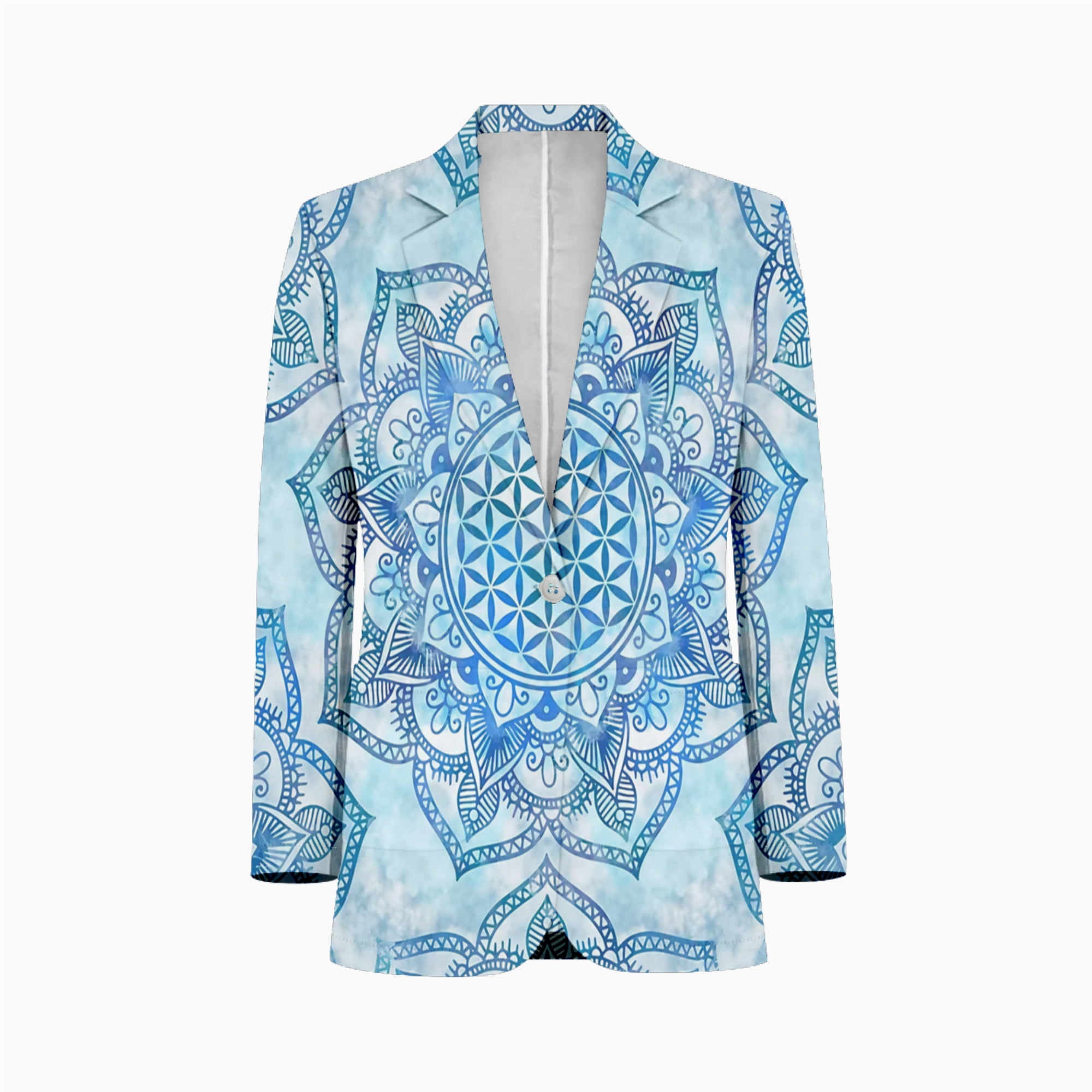 Flower Lotus Gentle Sky Blue Customized Men's Suits full man Shawl ...