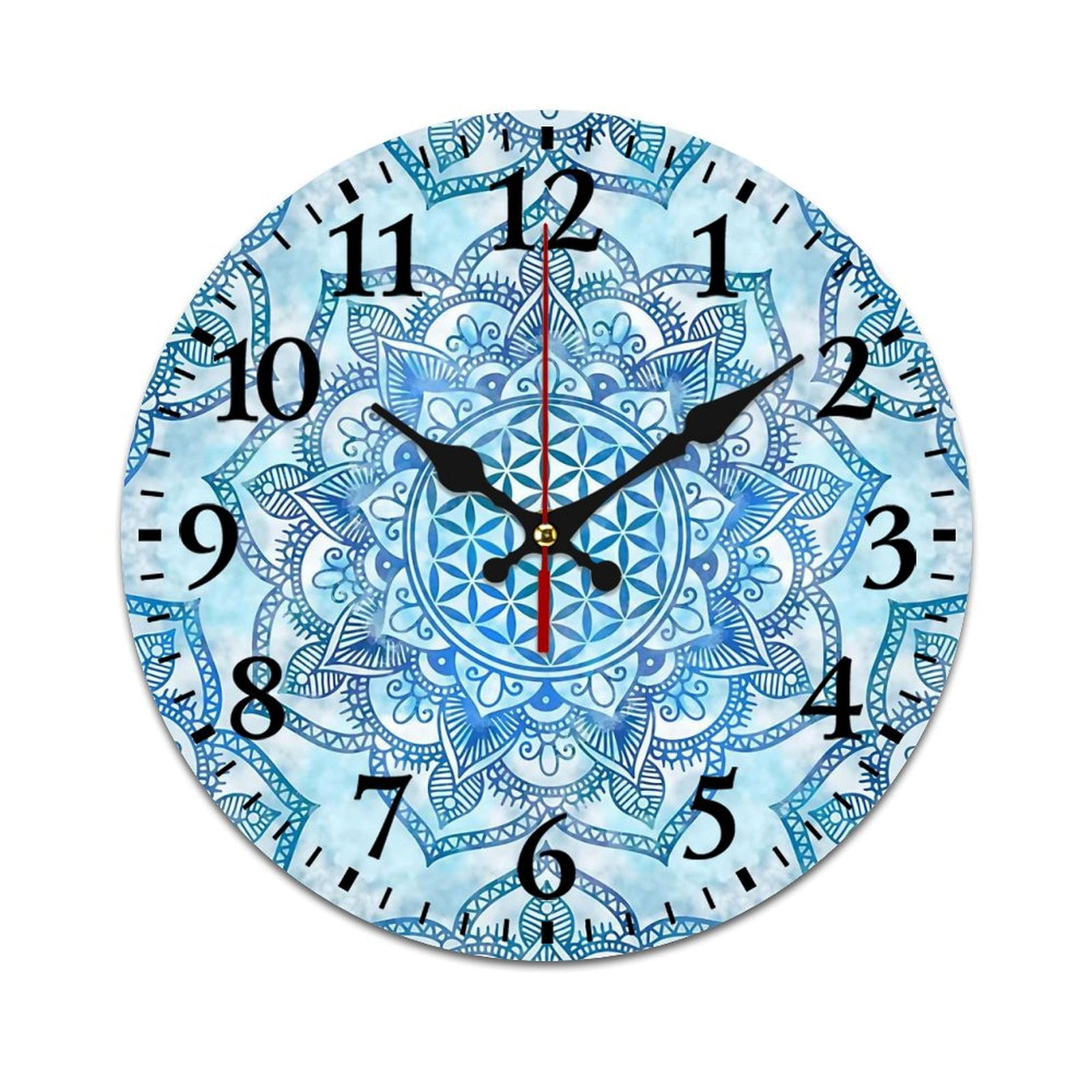 Flower Lotus Gentle Sky Blue Wall Clock Modern Design Clocks Wall ...