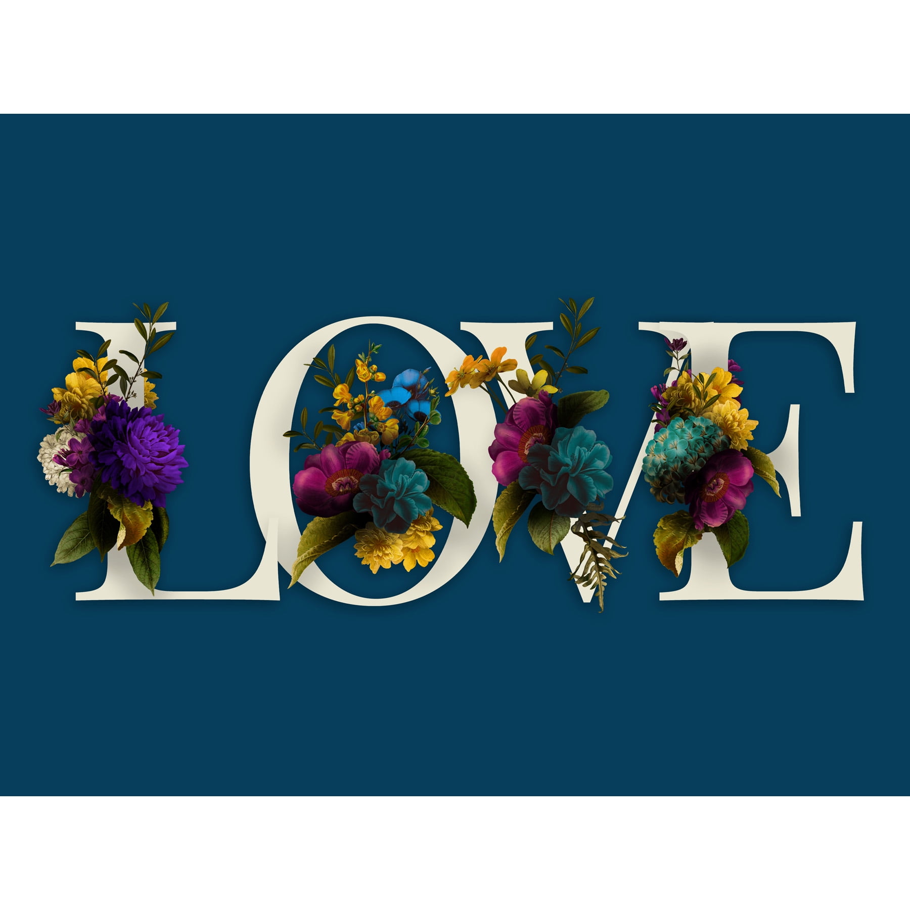 Flower Love Letters Word Art Extra Large XL Wall Art Poster Print ...