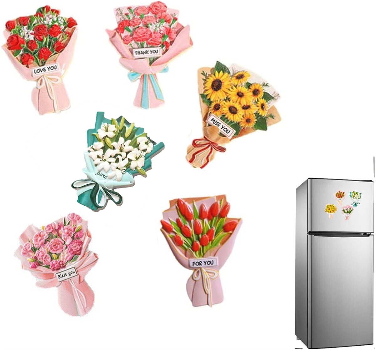 Flower Magnets 6 Pcs of Party Decorations Magnets GIXUSIL 3D Resin ...