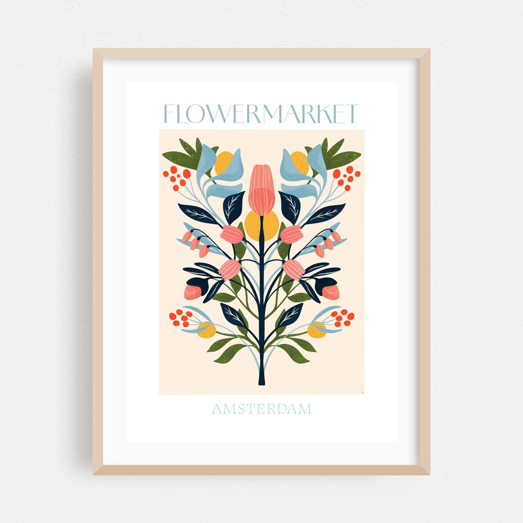 Flower Market Amsterdam Print - Boho Botanical Illustration Poster for ...