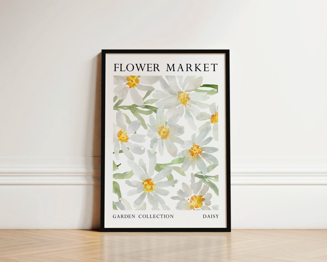 Flower Market Daisy Print Daisy Wall Art Botanical Prints Bedroom Decor ...