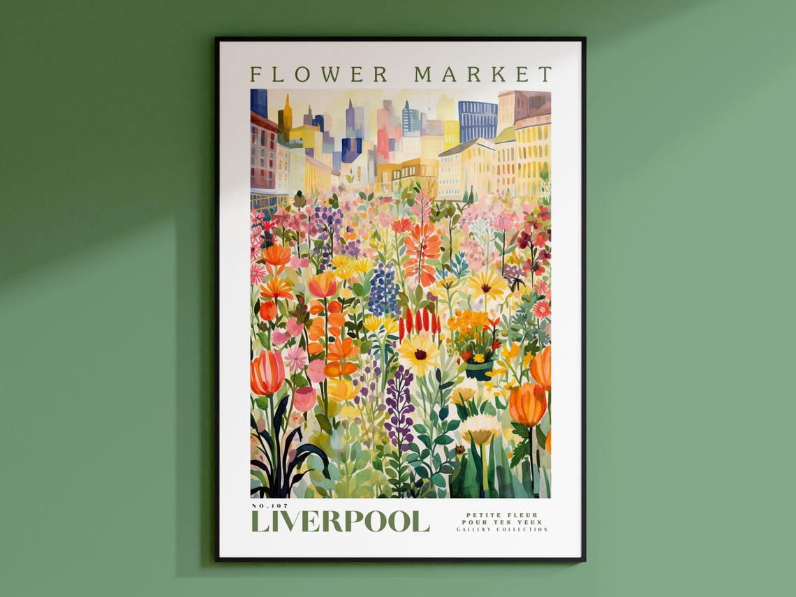 Flower Market Liverpool Print, Liverpool Travel Art, Botanical Wall Art ...