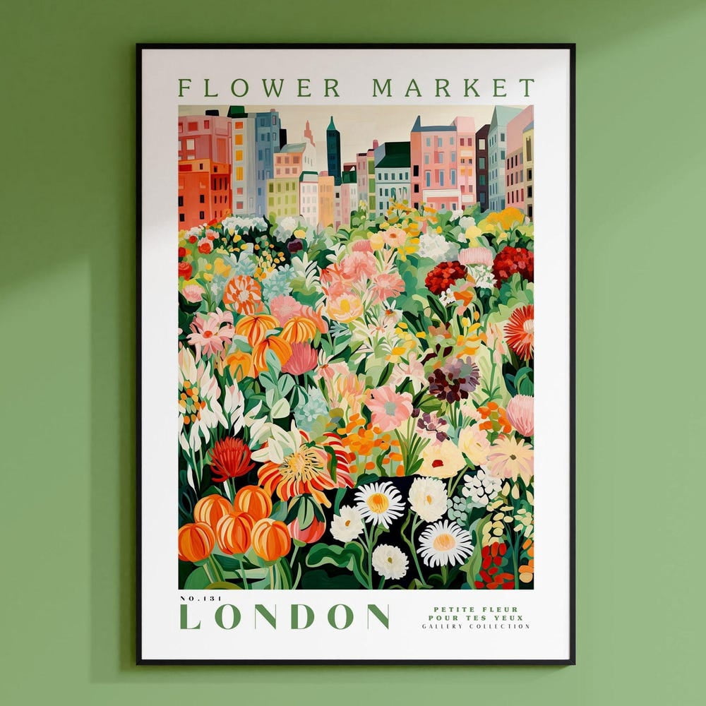 Flower Market London Print, London Travel Art, Large Modern Poster ...