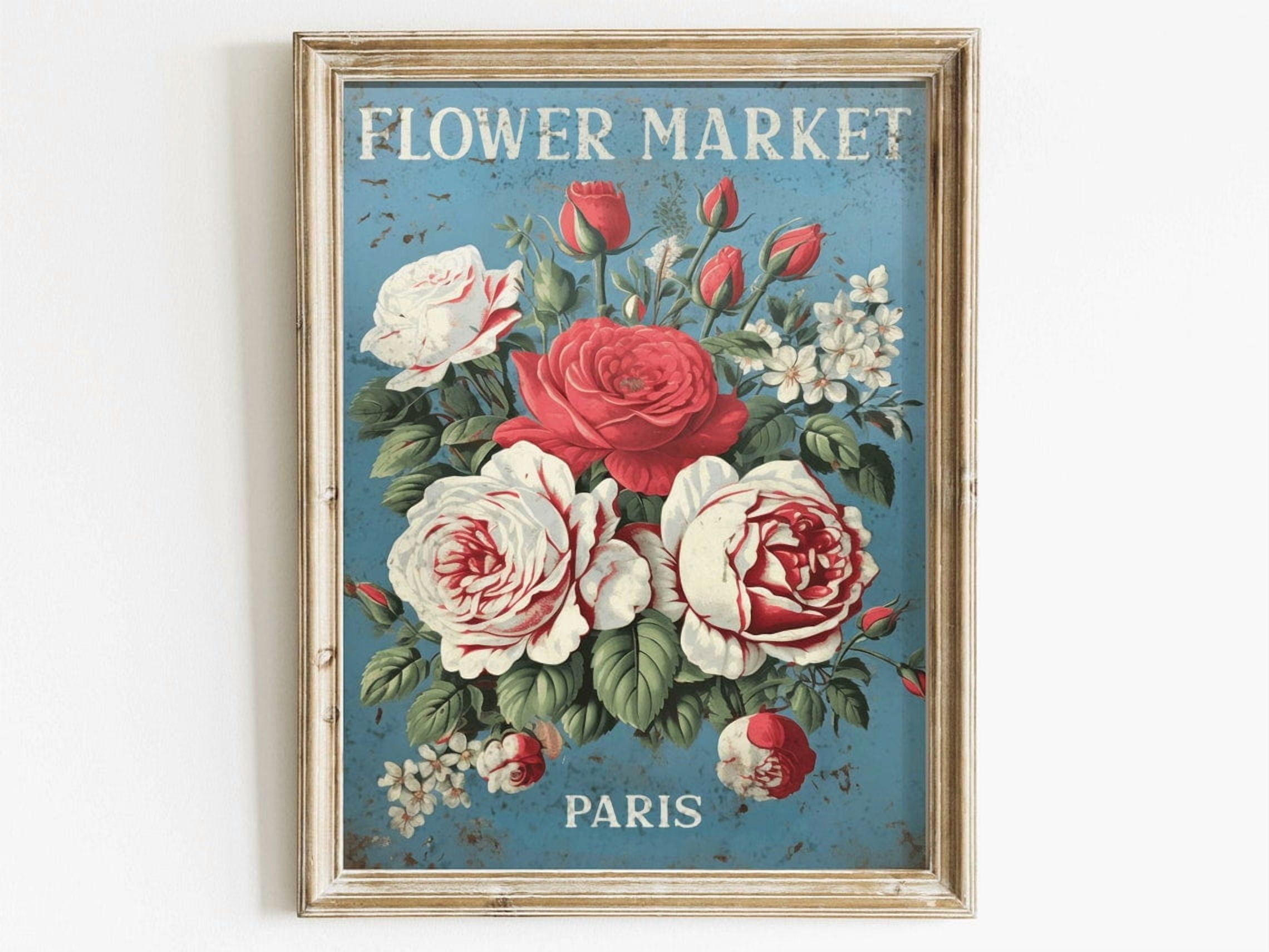 Flower Market Paris Print European Vintage Print Rustic French Country ...