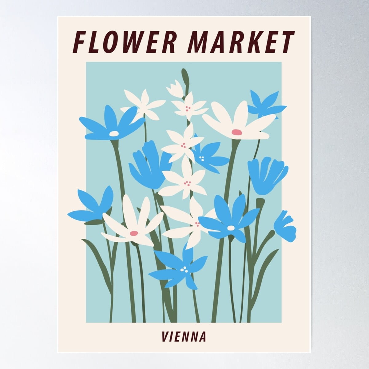 Flower Market Poster, Blue Flower Art, Vienna, Posters Aesthetic ...