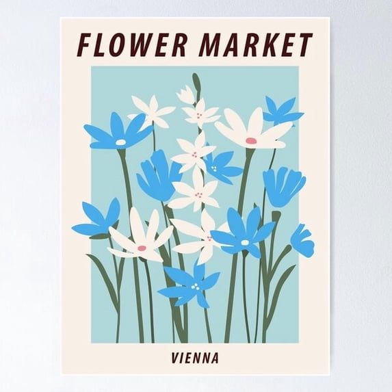 Flower Market Poster Blue Flower Art Vienna Print Posters Aesthetic ...