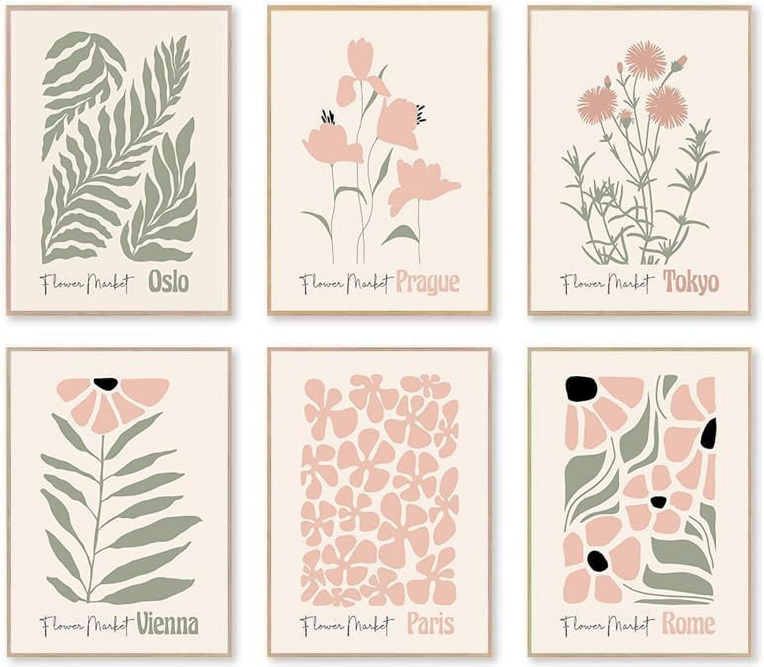 Flower Market Posters,Boho Botanical Floral Wall Art Prints Blush Pink ...