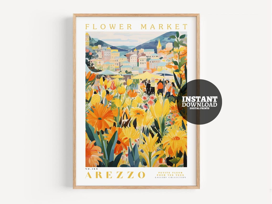 Flower Market Print, Arezzo Print, Botanical Prints, Prints, Colorful ...
