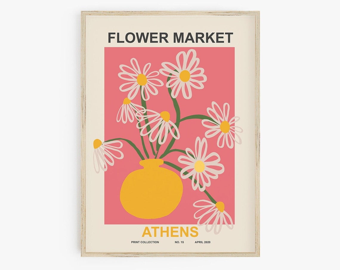 Flower Market Print, Daisies Poster, Flower Market Poster, Spring ...