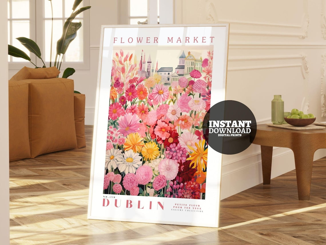 Flower Market Print, Dublin Print, Botanical Prints, Prints, Colorful ...