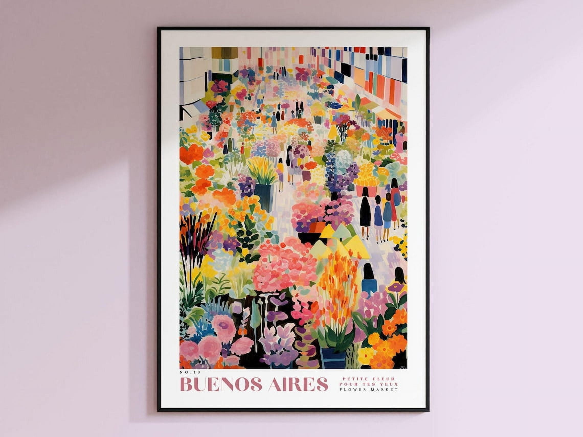Flower Market Print, Floral Illustration Buenos Aires, Argentina Travel ...