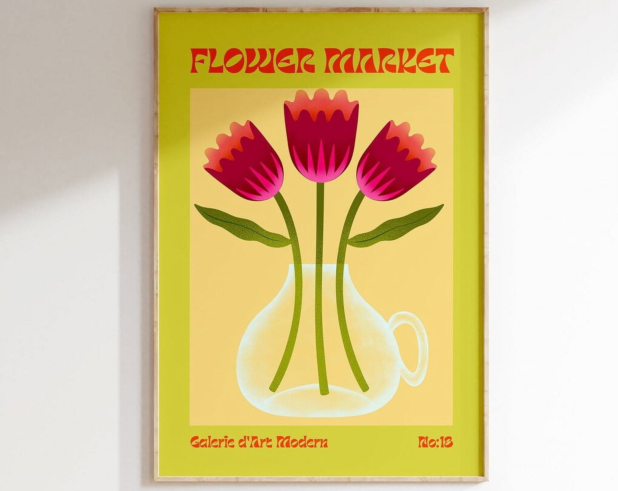 Flower Market Print, Modern Floral Flower Market Poster, Scandinavian ...