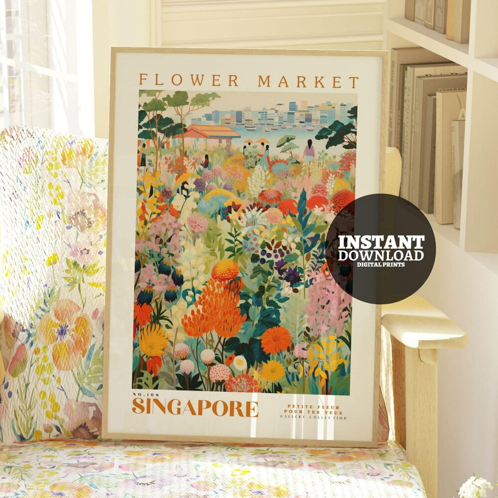 Flower Market Print, Singapore Print, Botanical Prints, Digital Prints ...
