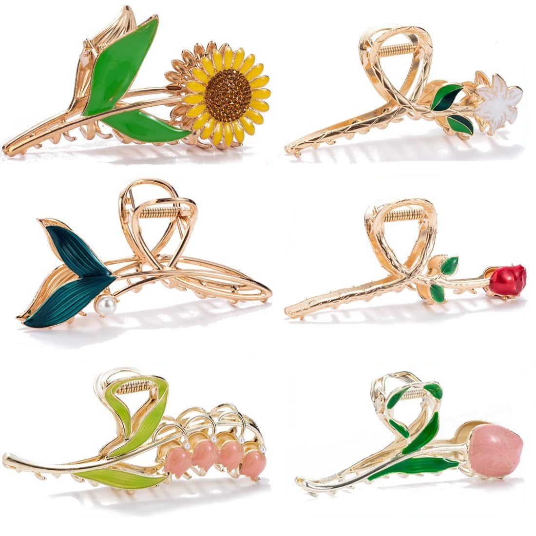 Flower Metal Hair Claw Clips Duslogis 6 Pcs Cute Large Tulip Hair Claw ...