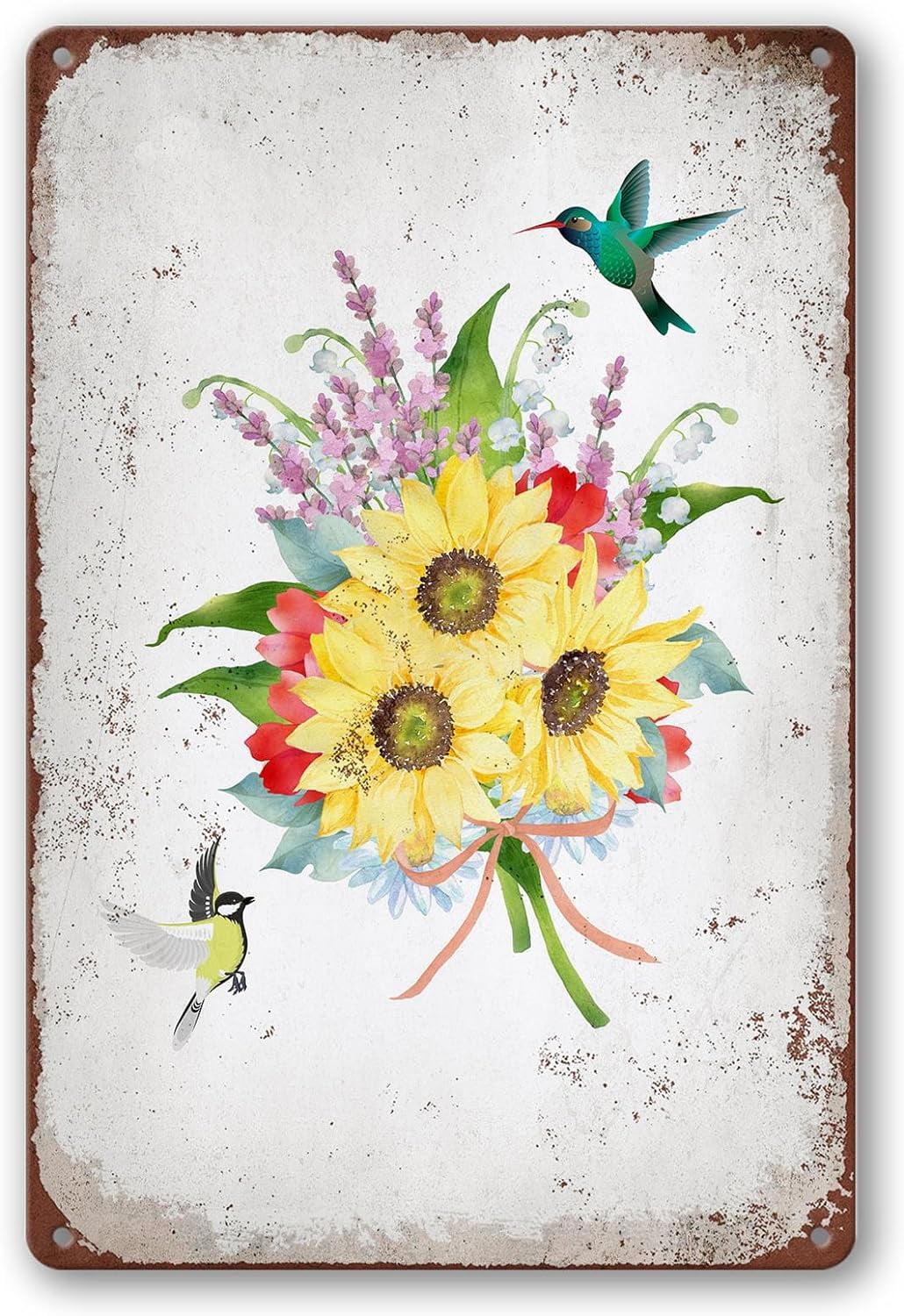 Flower Metal Tin Signs Wildflower Wall Sign Sunflower Wall Art Metal ...
