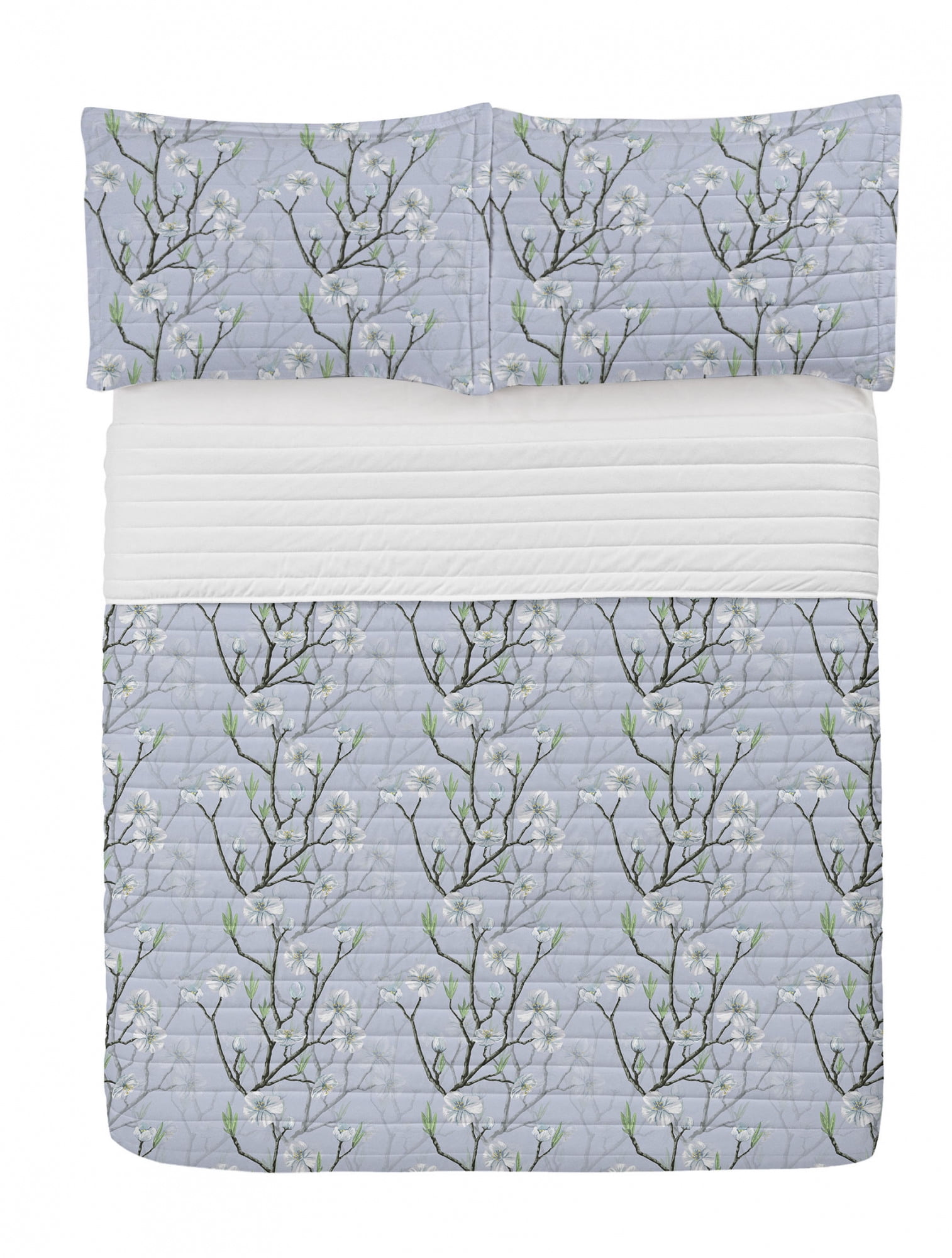 Flower Microfiber Bedspread Set, Blossoms of the New Season Flowering ...