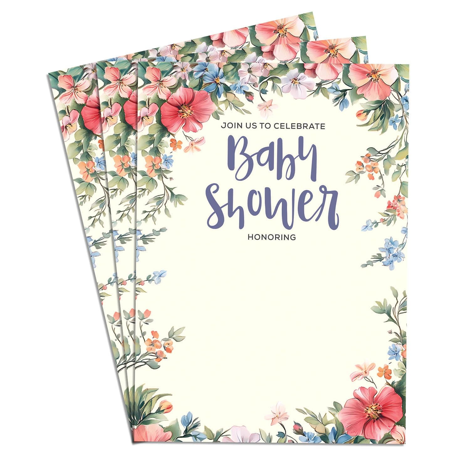 Flower Multicolor Charming Baby Shower Invitation Elegant & Fun Designs ...