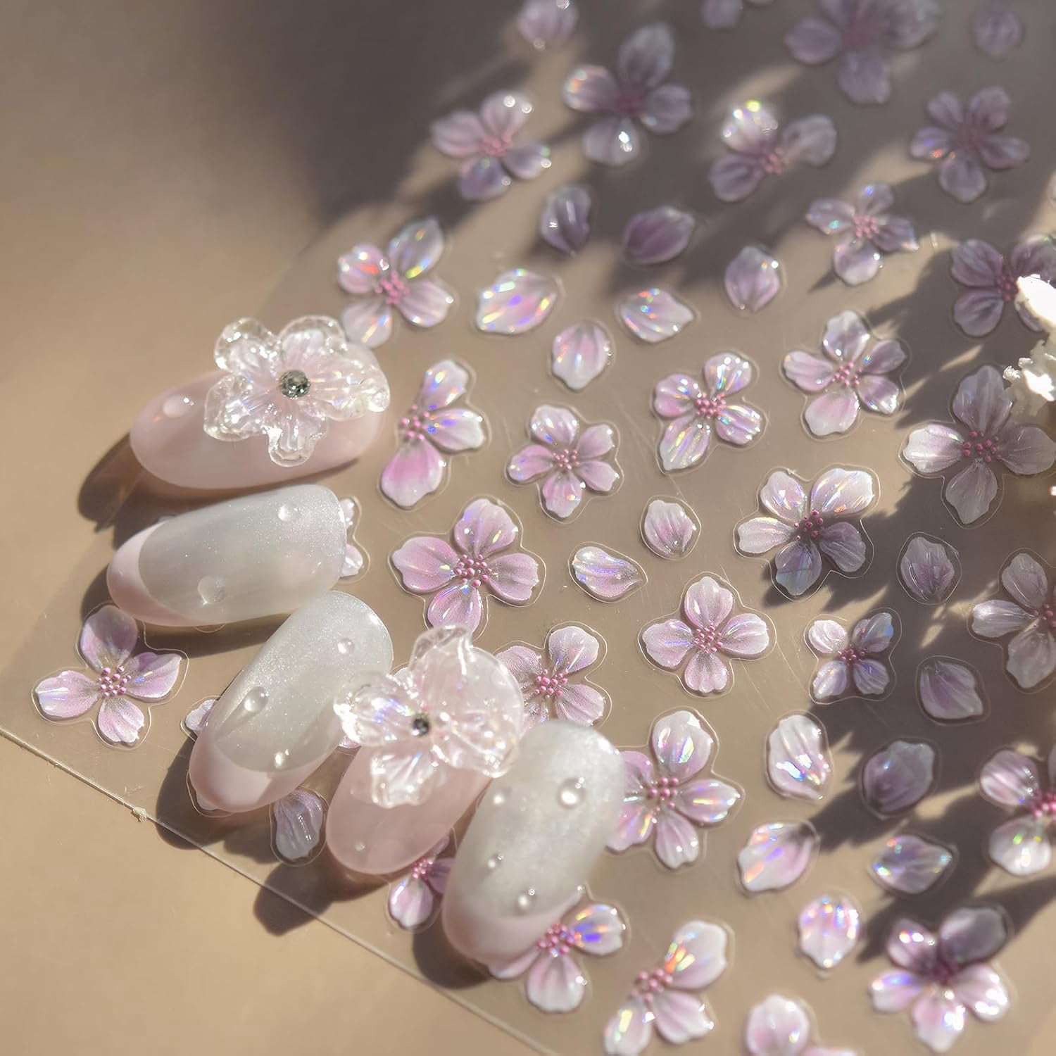 Flower Nail Art Stickers, 1 Sheet Summer Floral Nail Stickers for Nail ...