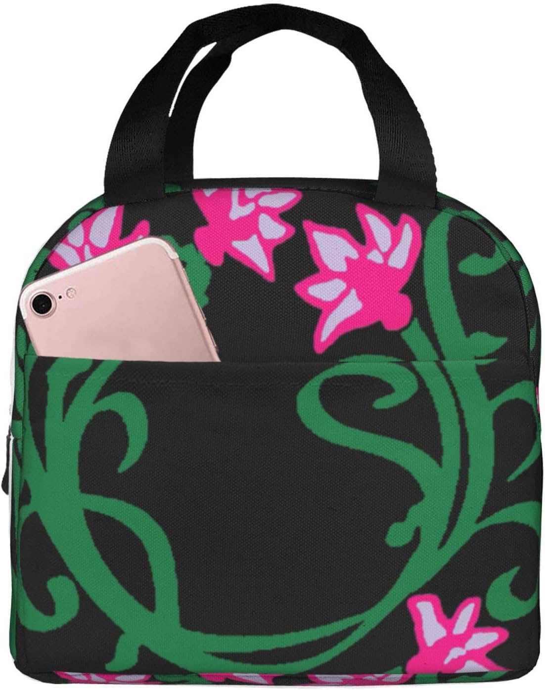 Flower Namaste Print Lunch Bag Leakproof Lunch Tote Insulated Cooler ...