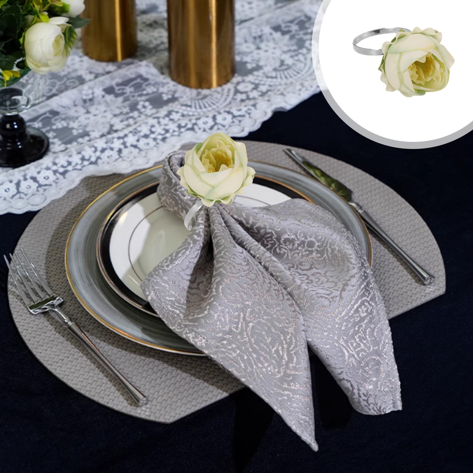 Flower Napkin Rings for Rose Napkin Rings for Alloy Clasp Dinner Napkin ...