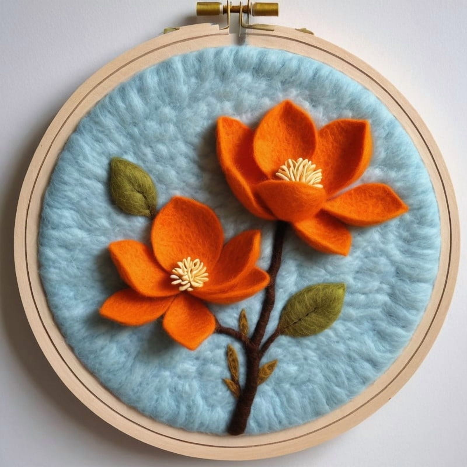 Flower Needle Felting Set, Beginner Felt Painting Set, With Wool Felt ...