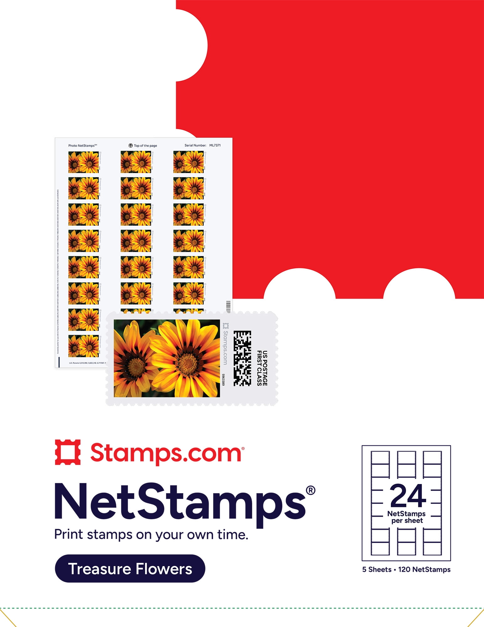Flower NetStamps 120 ct - Blank Postage Labels - NOT Forever Stamps ...