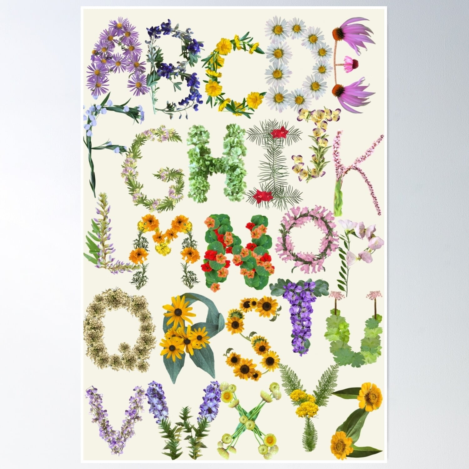 Flower Nursery Decor, Floral Abc, Wildflower Alphabet Back To School ...