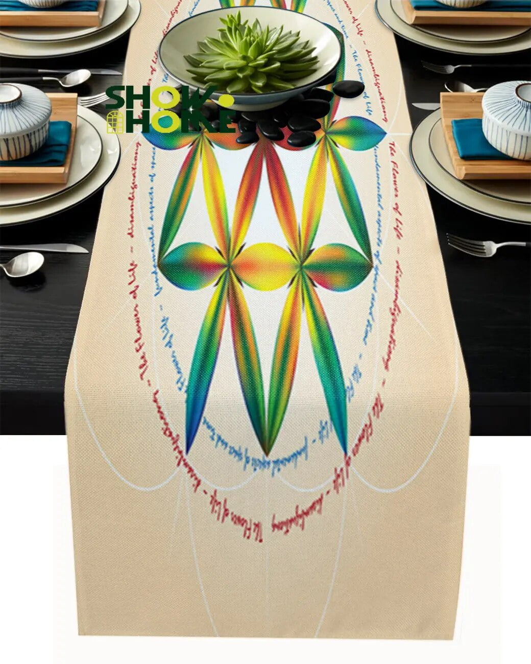 Flower Of Life Luxury Table Runner for Wedding Birthday Party Hotel ...