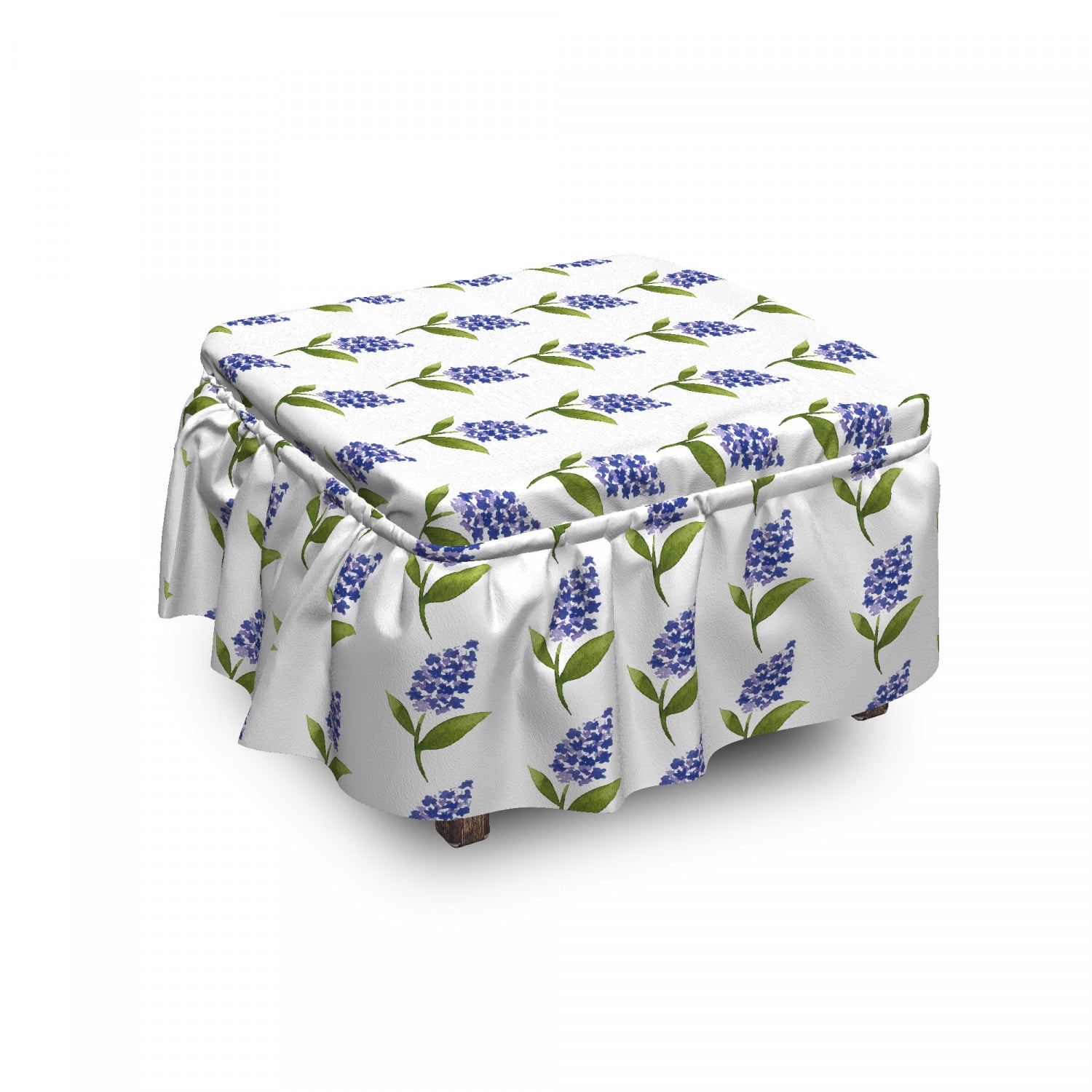 Flower Ottoman Cover, Watercolor Lilac Pattern, 2 Piece Slipcover Set ...