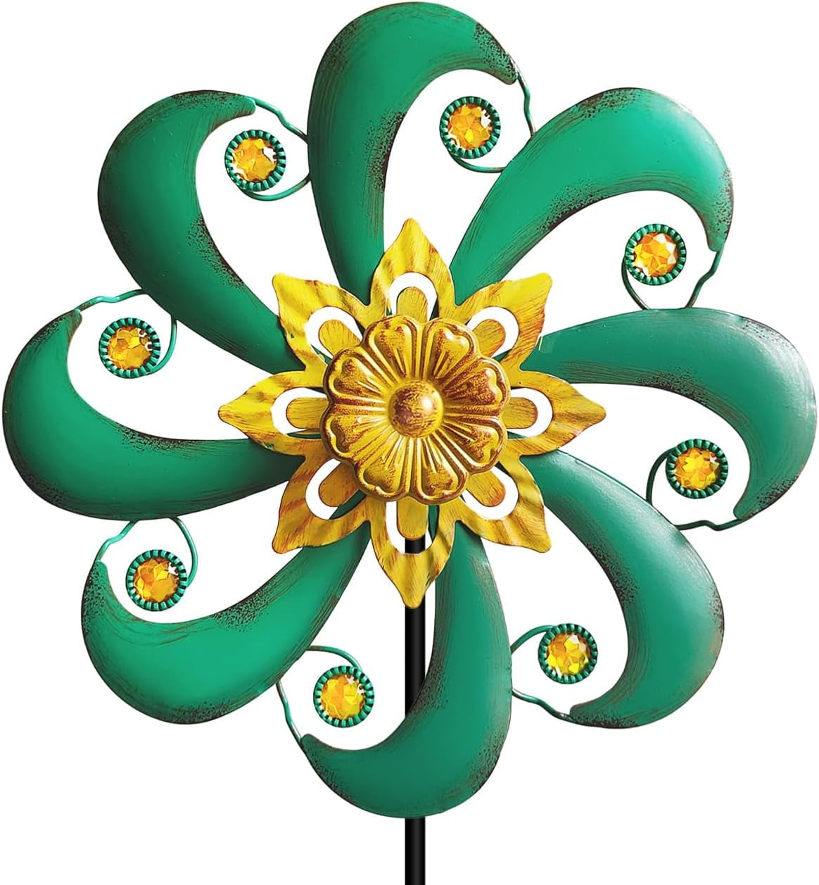 Flower Outdoor Metal Wind Spinner, Single-Layer Kinetic Garden Art with ...