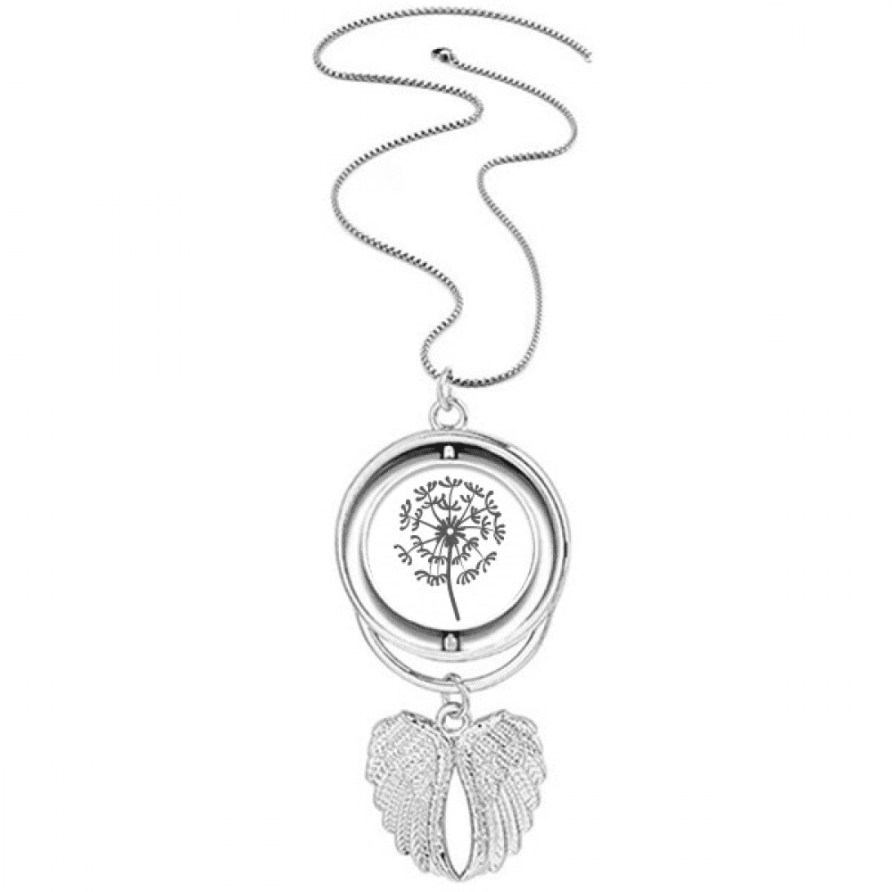 Flower Outline Dandelion Pendant Angel Wings Rotating Necklace Jewelry ...