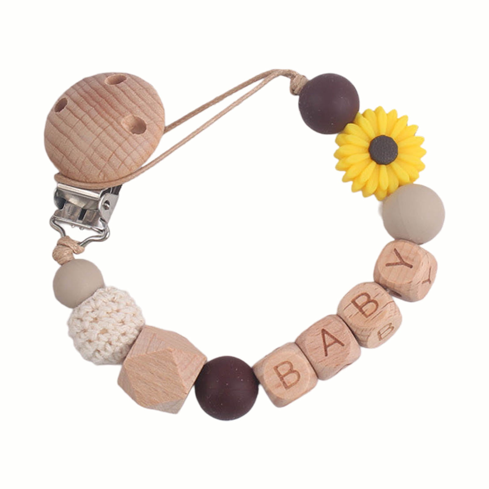 Flower Pacifier Clip Silicone Bead Baby Pacifier Holder For Girls Boys ...