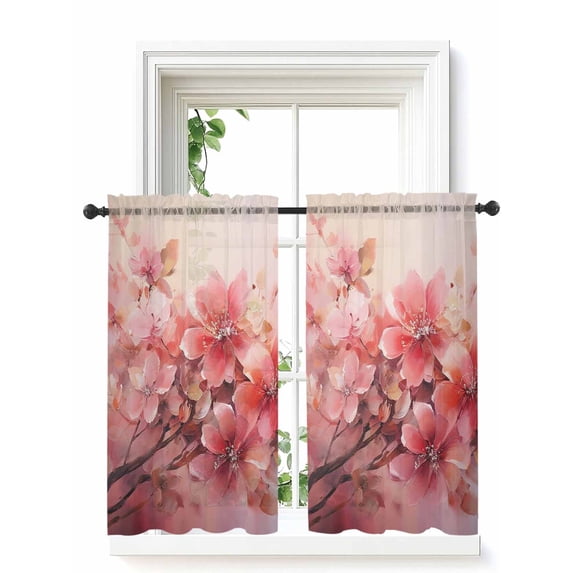 Flower Painted, Abstract Blush Pink Watercolor Curtains 45 Inch Length ...