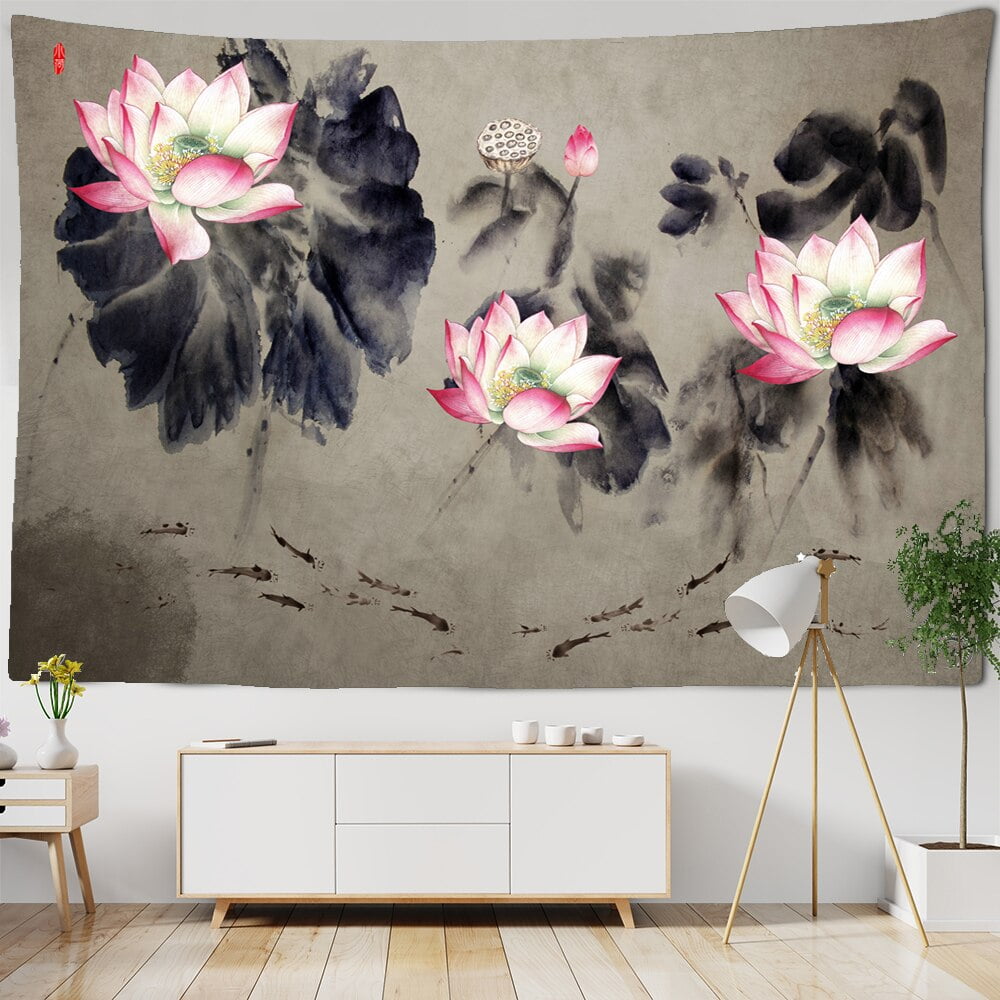 Flower Painting Botanical Tapestry Wall Hanging Chart Hippie Bohemian ...