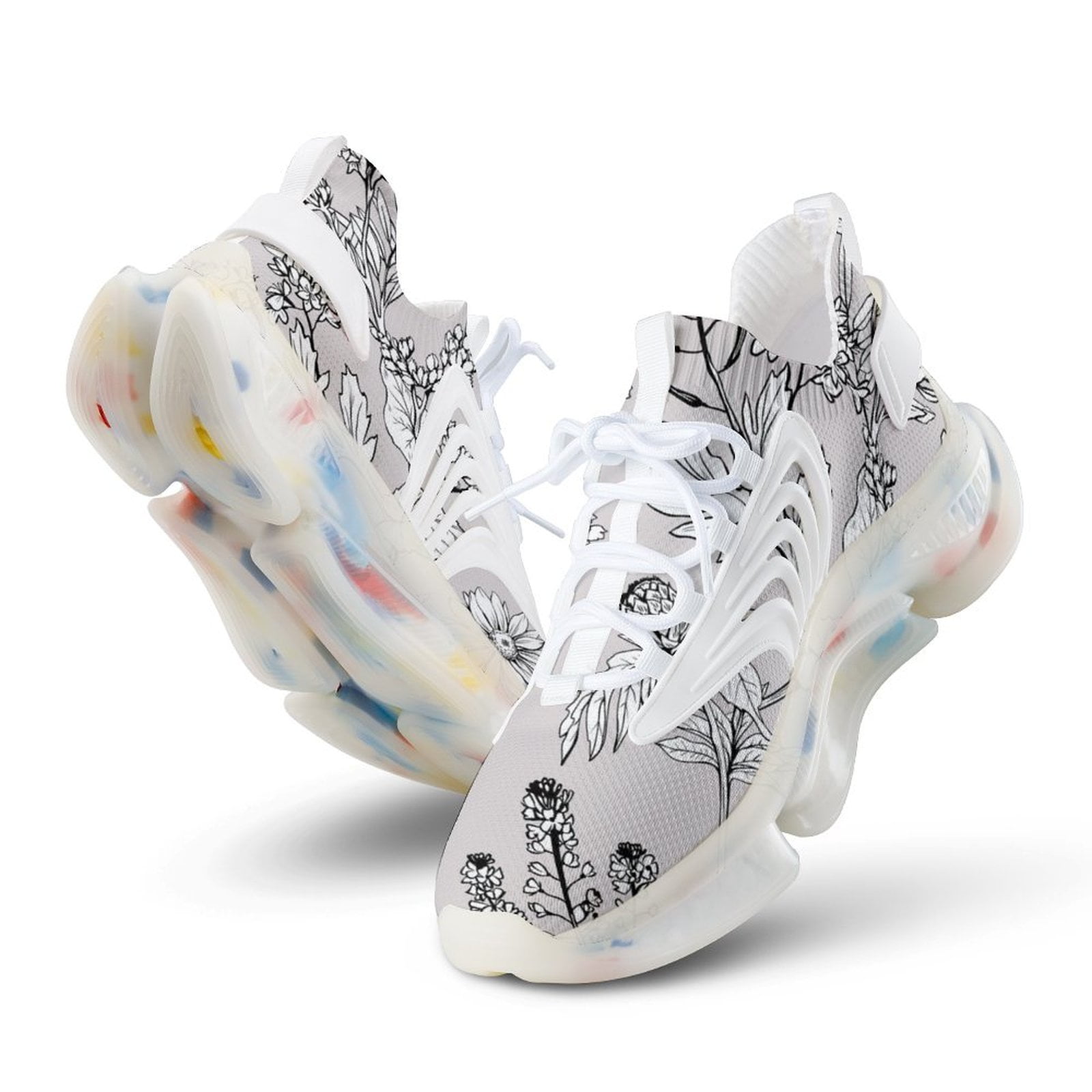 Flower Paintings Walking Shoes for Men Woman Lightweight Tennis Fashion ...