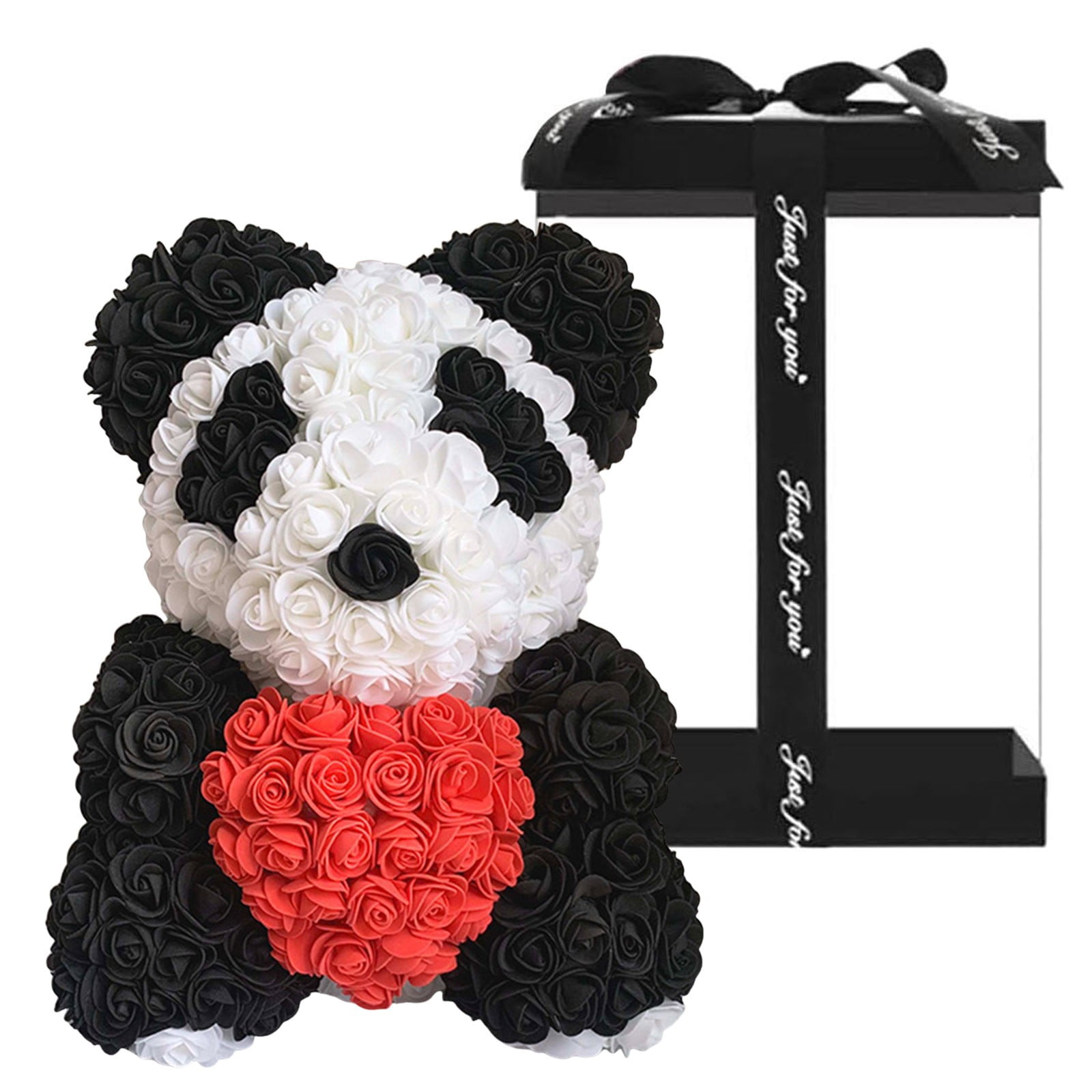 Flower Panda Bear With Heart Decor Handmade Panda Doll For Valentine's ...