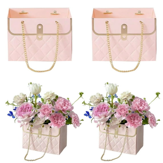 Flower Paper Box with Handle Waterproof Bouquet Paper Wrapping Bags ...