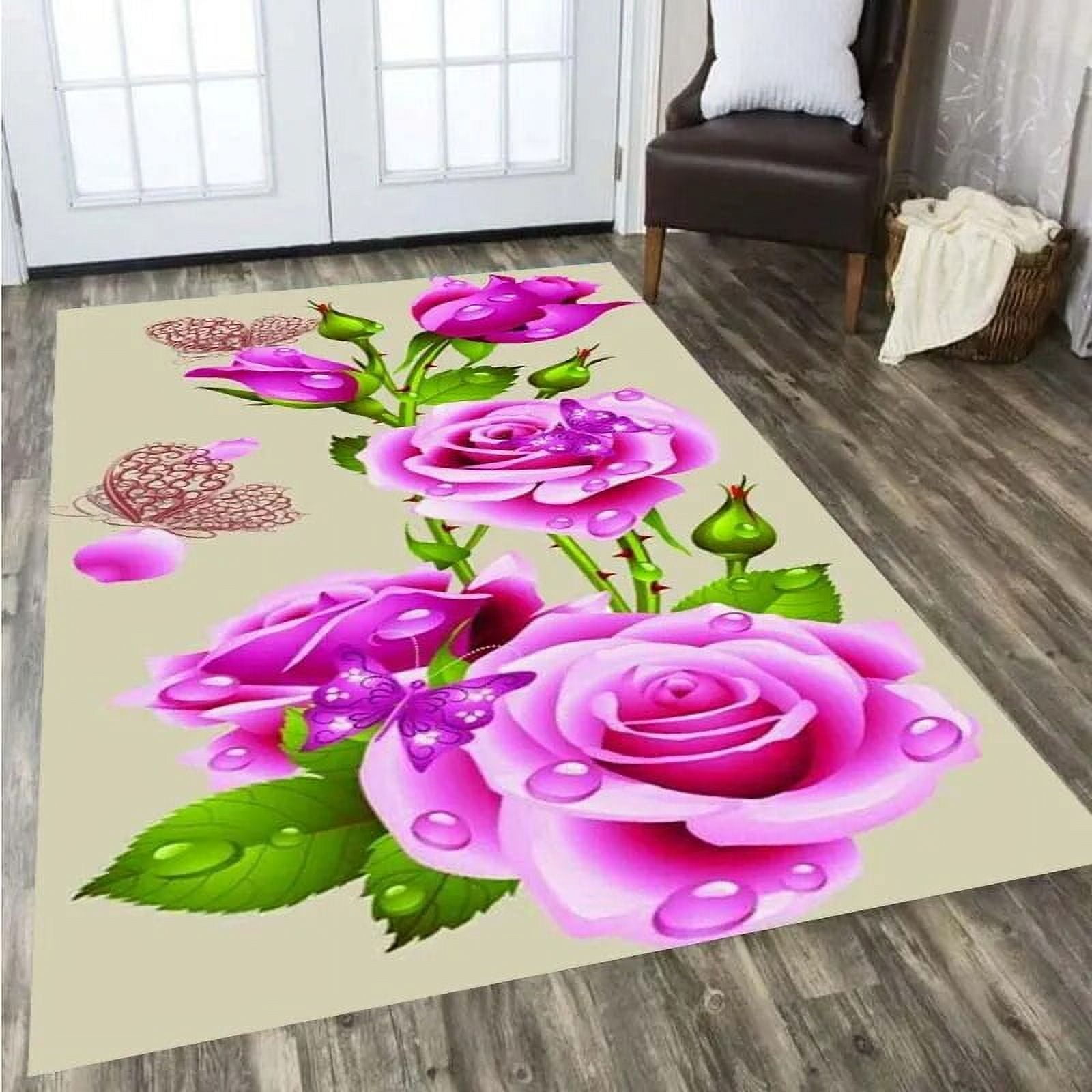 Flower Pastoral 3D Printed Carpet Home Decor Entrance Door Mats Living ...