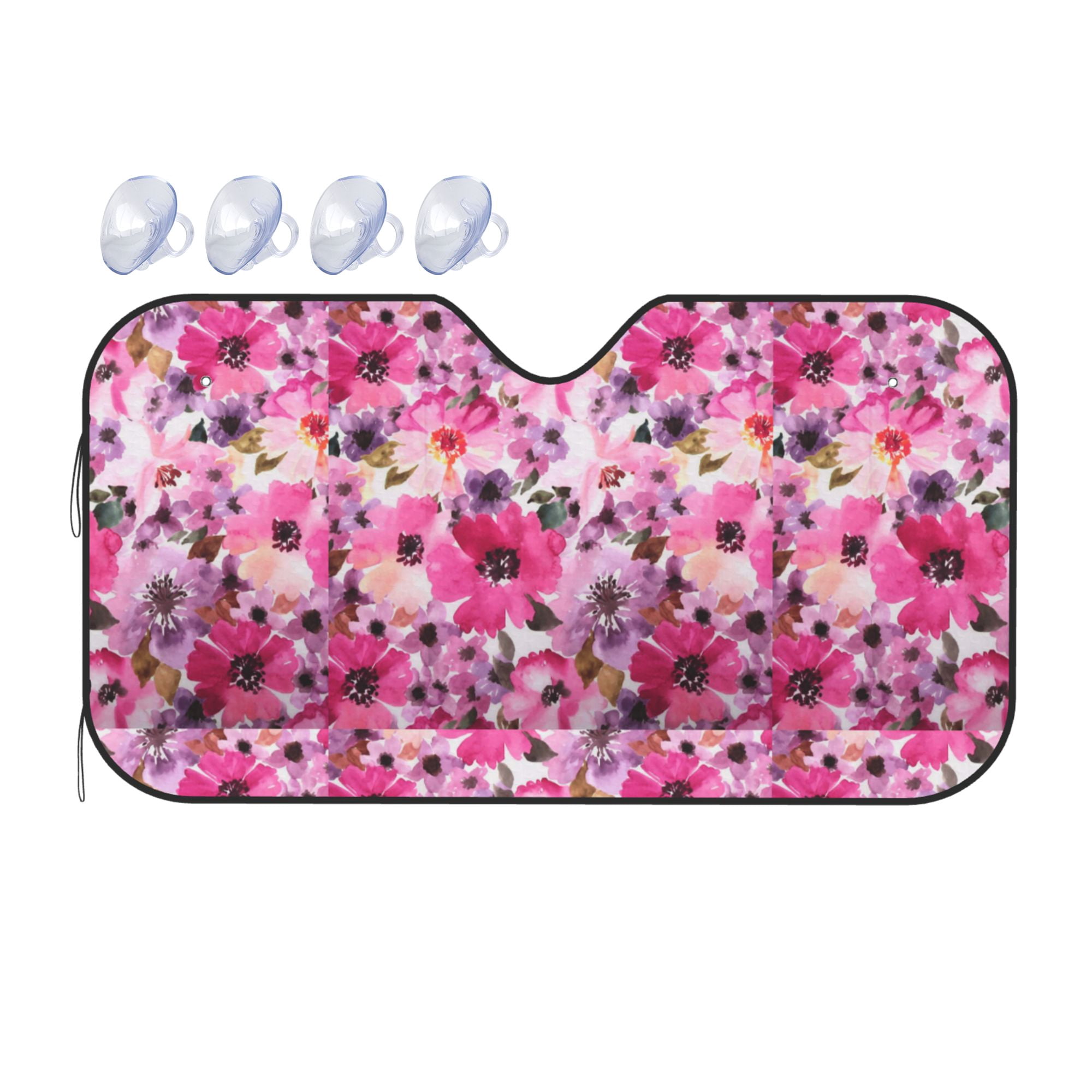 Flower Pattern 1-Piece Car Front Window Sunshade-Foldable for Most ...