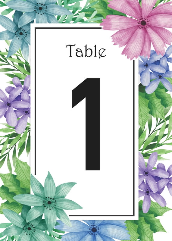 Flower Pattern 101 Pieces Wedding Table Numbers Cardss 1-100 Double ...