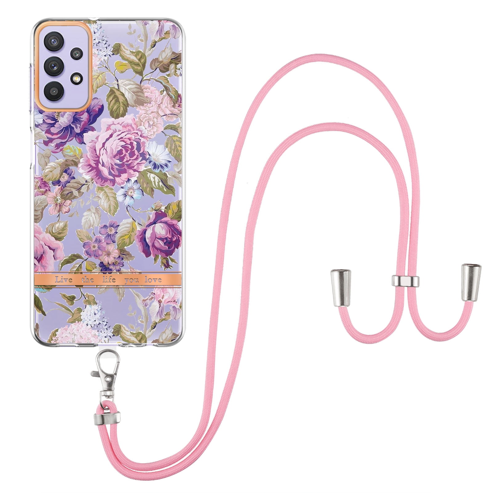 Flower Pattern Case for Samsung Galaxy A32 5G, Detachable Shoulder ...