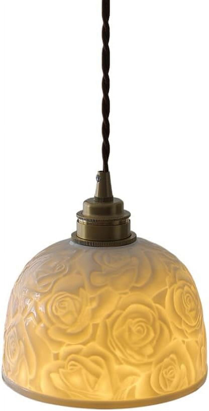Flower Pattern Ceramic Decorative Pendant Light, Mini White Simple ...