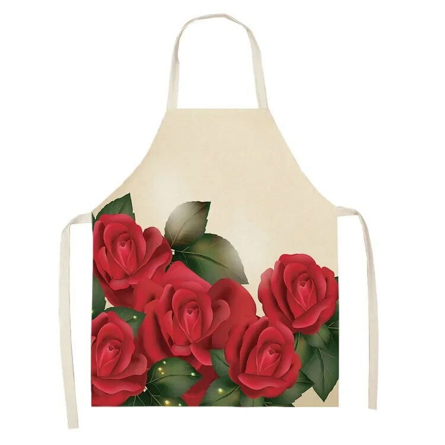 Flower Pattern Cleaning Colorful Apron Home Cooking Kitchen Apron Wear ...