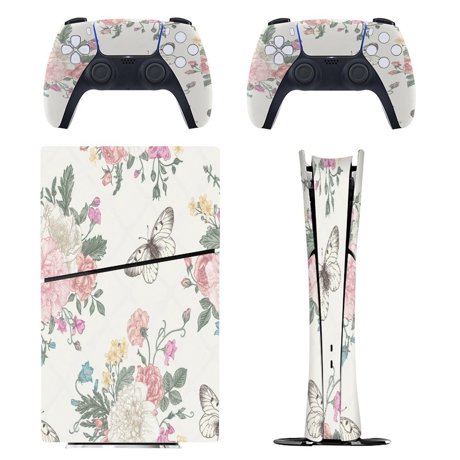 Flower Pattern Colorful Elegant PS5/PS5 Slim Digital Disc Skin Sticker ...