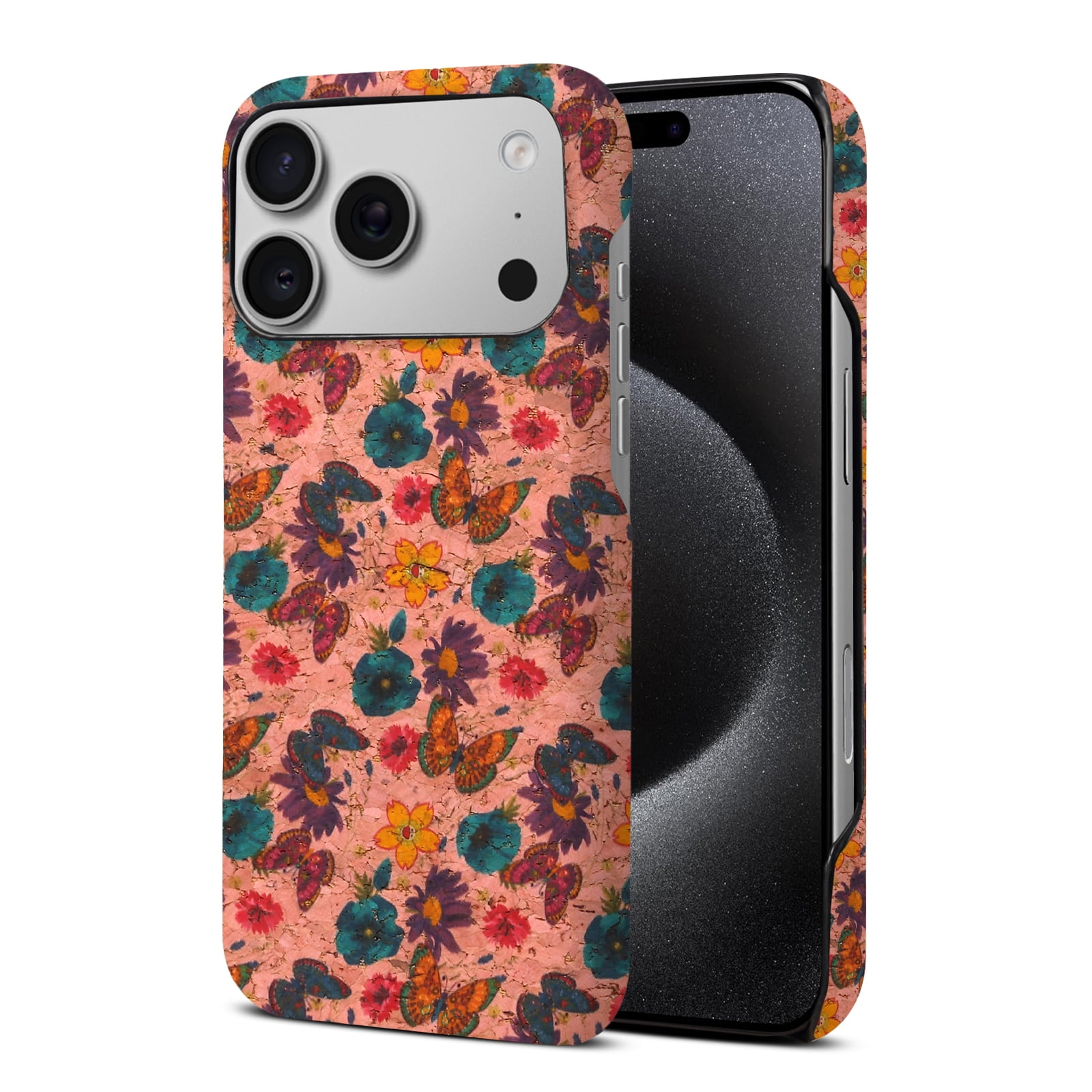 Flower Pattern Faux Leather Case for iPhone 15 Pro, PC Inner Case for ...